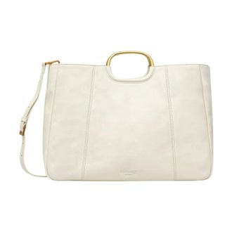 Twinset Femme, Sacs, Beige, Taille: ONE Size Sac fourre-tout en cuir &agrave; anses m&eacute;talliques