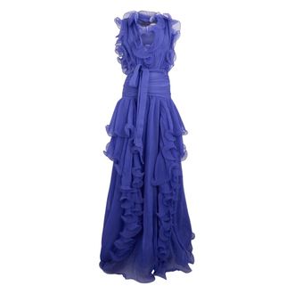 Alberta Ferretti Robe longue &eacute;l&eacute;gante bleue pour occasions sp&eacute;ciales - Femme - Robes - Bleu - Taille: 40 FR