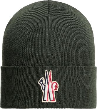 Moncler Moncler Bonnet En Laine &Agrave; Logo, Homme, Vert, Taille: Uni