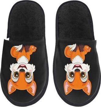 Generic Homme Femme Pantoufles Hotel Mignon Petit Renard Assis Chaussons Drôle House Chaussures Mode Peluche Chaussons Pour Maison Piscine Interieur L