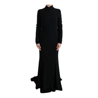 Dolce & Gabbana Femme, Robes, Noir, Taille: 40 FR Robe Sheath Noire à Manches Longues