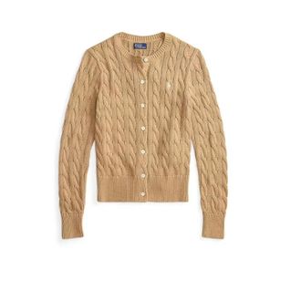 Polo Ralph Lauren Femme, Pulls, Beige, Taille: 38 FR Cardigan en maille torsad&eacute;e de coton