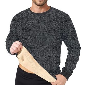 Generico Hommes Doubl&eacute; Sweat-shirt Confortables Polaire Pull Chaud Sans Capuche R&eacute;tro M&eacute;di&eacute;val Pull Mythologie M&eacute;di&eacute;vale Nordique Slim Fit Pull-over Convient p