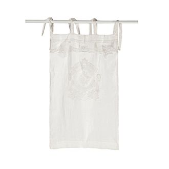 Loberon Scheibengardine aus 100% Leinen - Nostalgischer Landhaus-Stil mit Ornament-Stickerei und Bindebändern, Waschbar - 75x45 cm, weiß