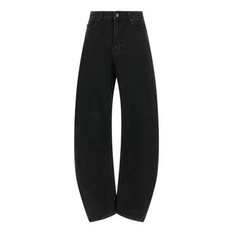 Rotate Rotate Birger Christensen, Femme, Jeans, Noir, Taille: W26 Jean Coupe Tonneau Drap&eacute;