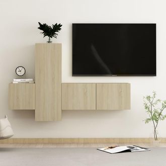 vidaXL Vidaxl - Set Di Mobili Porta Tv 3 Pz Rovere Sonoma In Legno Multistrato