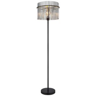 Globo Lighting Stehlampe Stehleuchte Deckenfluter Schlafzimmerleuchte Wohnzimmerlampe schwarz Glasstäbe rauchfarben, Metall, 1x E27, DxH 38 x 152 cm