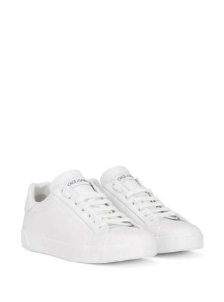 Dolce & Gabbana Mens Low-Top Sneakers Portofino New White Leather Polyester Trainers