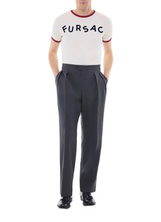 Fursac Pantalon double pinces en toile de laine - Taille 36 - Homme