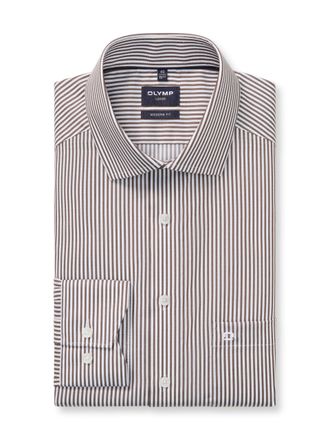 Olymp Herren Oberhemd Langarm Luxor,Römer Streifen,470 Modern Fit 26,19 Global Kent,braun 28,47