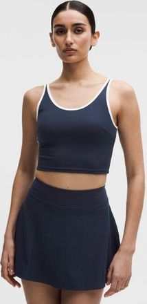 lululemon D&eacute;bardeur de tennis &agrave; d&eacute;coupe et encolure d&eacute;gag&eacute;e Maintien moyen, bonnets B/C pour Femmes - Blue/Blanc - Taille 2XS