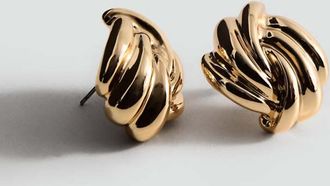 Mango Boucles doreilles naud entrelac&eacute; or - Femme - Taille unique - MANGO