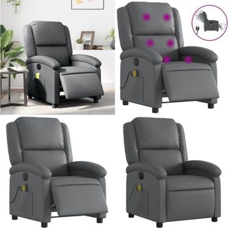 vidaXL Massagesessel Elektrisch Grau Kunstleder - Massage Stuhl - Elektrischer Sessel - Relaxsessel - Fernsehsessel - Bequeme Lounge - Home & Living