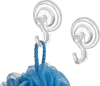 InterDesign iDesign crochet porte serviette, petit crochet mural &agrave; ventouse en plastique, crochet ventouse en lot de 2 pour serviettes et torchons, transparent