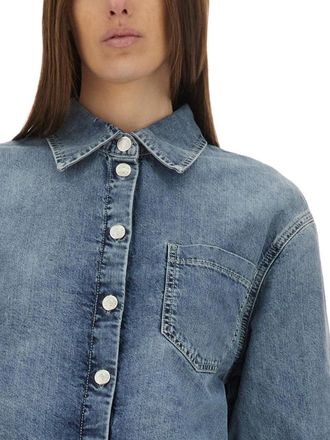 Moschino Cropped Denim Cotton Jacket - Blue