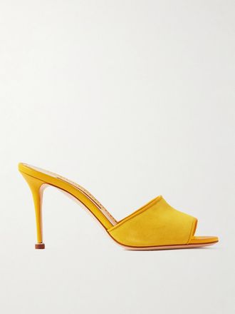 Manolo Blahnik Mules En Daim Larache 90 - Jaune