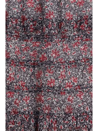 Isabel Marant Womens Long Ruffled Skirt Volomia Crushed Berry Cotton