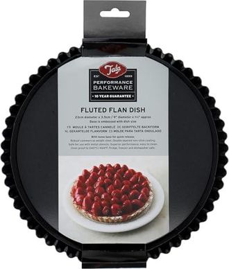 Tala Performance Canneleé Tarteform 23 cm, Profi-Kohlenstoffstahl mit Eclipse Antihaftbeschichtung, Herausnehmbarer Boden, Ideal für Süße oder Herzhaft Tar