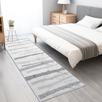 Generic Tapis de Couloir Simple Botanique Jungle de bouleaux Tapis de Passage, 60 x 120 cm Antid&eacute;rapant et Lavable Interieur Rug pour Entree Couloir Salon Cha