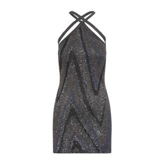Missoni Mini-robe lam&eacute; zigzag en viscose - Femme - Robes - Bleu - Taille: 38 FR