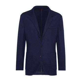 Brunello Cucinelli Navyblaue Kaschmirjacke mit Revers - - Jackets - Herren - Blau - L