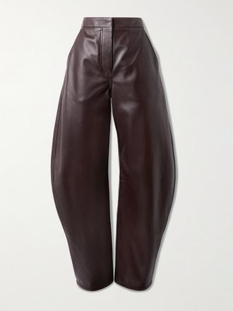 Alaia Pantalon Barrel En Cuir - Marron