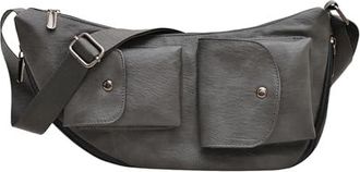 Generic Sac banane en cuir synth&eacute;tique avec sangle r&eacute;glable, sac &agrave; bandouli&egrave;re tendance pour femme, f&ecirc;te, voyage, plage, gris, 13.78 x 8.27 x 2.76 inches