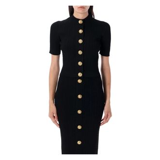Balmain Gerippter Zopfstrick-Cardigan Noir Aw25 - - Knitwear - Damen - Schwarzk - S