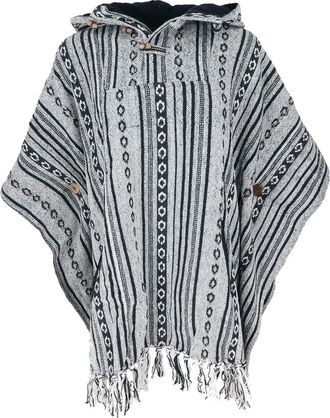 Guru Shop Cape, Ethno Poncho, Andenponcho - Grau/schwarz, Herren/Damen, Baumwolle