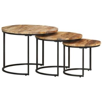 vidaXL Vidaxl - Tables gigognes 3 pcs Bois de manguier brut