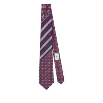 Etro Homme, Accessoires, Rouge, Taille: ONE Size Cravate en Jacquard de Soie Avec Motif Patchwork