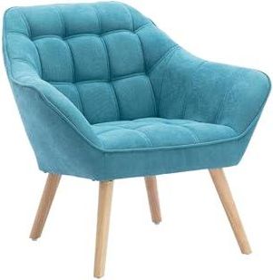 Vente-Unique Fauteuil en Tissu Bleu Caserta