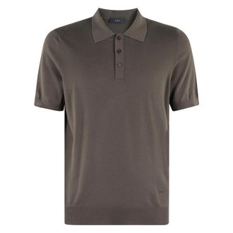 Fay Baumwollstrick Polo Shirt - - Tops - Herren - Braun - S