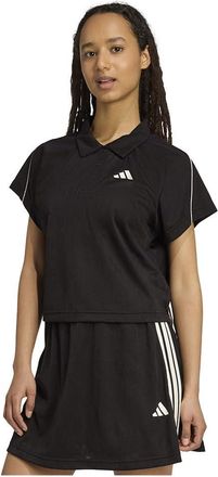 adidas Womens Stadium 3-Streifen Tennis inspiriertes Jacquard Poloshirt Black/Off White M