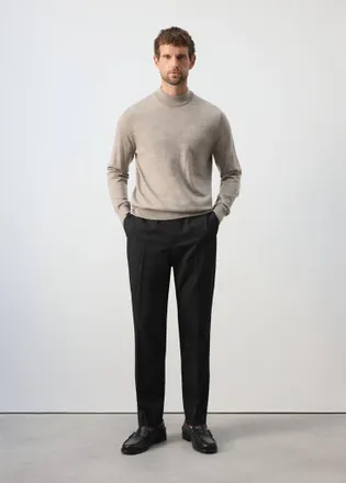 Mango Pull-over 100 % laine col montant gris vison - Homme - XXL - MANGO MAN