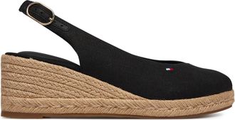 Tommy Hilfiger Espadrilles Tommy Hilfiger Mid Wedge Espad Slingback FW0FW09228 Schwarz