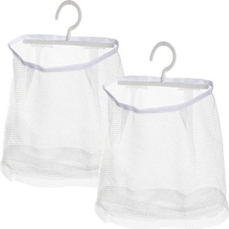 Cabilock 2 Stück Mesh Aufbewahrungstasche mit Haken Vielseitiger Netzbeutel für Wäscheklammern Kosmetik Gemüse Strapazierfähig für Bad Küche und Haushalt
