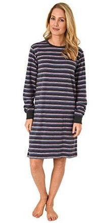 Normann Chemisier de Nuit &agrave; Manches Longues pour Femme Pyjama avec Poignets Interlock - Gris - Small