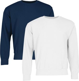 Fruit Of The Loom 2er-Pack Classic Set-in Sweat Sweatshirt Herren, White + Navy, 3XL