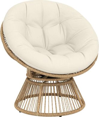 OUTSUNNY Fauteuil papasan pivotant 360&deg; - fauteuil de jardin - Outsunny - coussin moelleux 12cm - polyrotin et acier - naturel