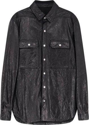 Rick Owens Homme, Vestes, Noir, Taille: M Outershirt Leather Jacket