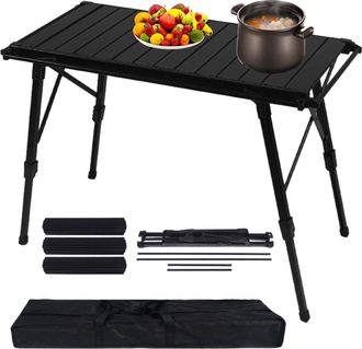 Generic Faltbarer Picknicktisch - Tragbarer Outdoor-Tisch, Aluminiumoberfläche, zusammenklappbar mit Höhenverstellung, leicht zu transportieren, für Picknick-
