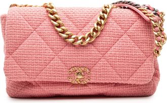 Chanel Pink Maxi Tweed 19 Flap