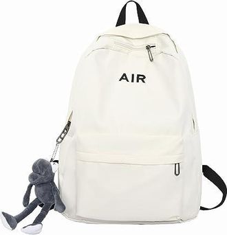 Generic Sac &agrave; dos &eacute;tudiant sac &agrave; dos grande capacit&eacute; avec joli pendentif en maille pour l&eacute;cole, blanc, taille unique