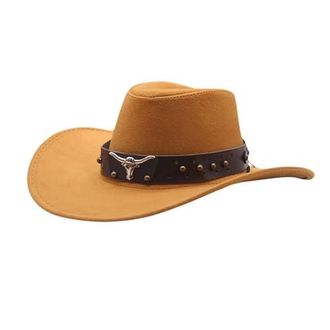 Generic Chapeau melon jazz style cowboy occidental 2026 pour homme pour les spectacles de cosplay, jaune, M