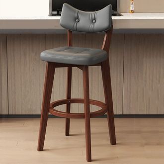 Generic Barhocker In Thekenhöhe, 71,1 cm, 2er-Set, Kunstleder, Mit Rückenlehne, Beine Aus Massivholz, Kücheninselstuhl, Natur(Walnut B)