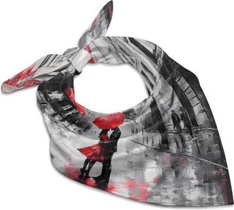 Generic Paris Couple Écharpe carrée en soie légère Tour Eiffel Écharpe pour cheveux Respirant Cadeau pour femme et homme, multicolore, 60x60cm