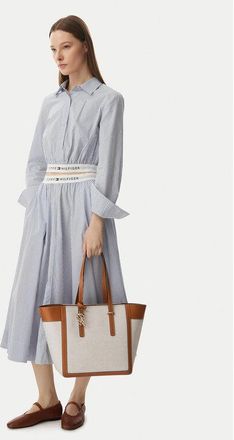 Tommy Hilfiger Handtasche Th Script Tote Canvas AW0AW18829 Creme