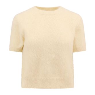 Maison Margiela Gelber Pullover Gerippt Kurzarm - - Knitwear - Damen - Gelb - M