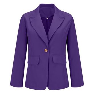 Generic Blazer &eacute;l&eacute;gant &agrave; manches 3/4 pour femme - Costume formel pour le bureau - Blazer d&eacute;contract&eacute; pour le travail - Veste de costume et blazers, violet, M